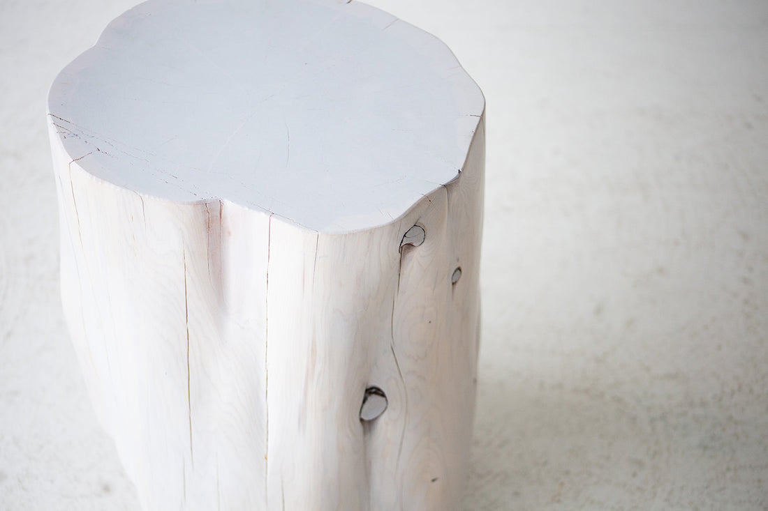 Modern Side Table / 13” Diameter White Stump for Bertu Home ...
